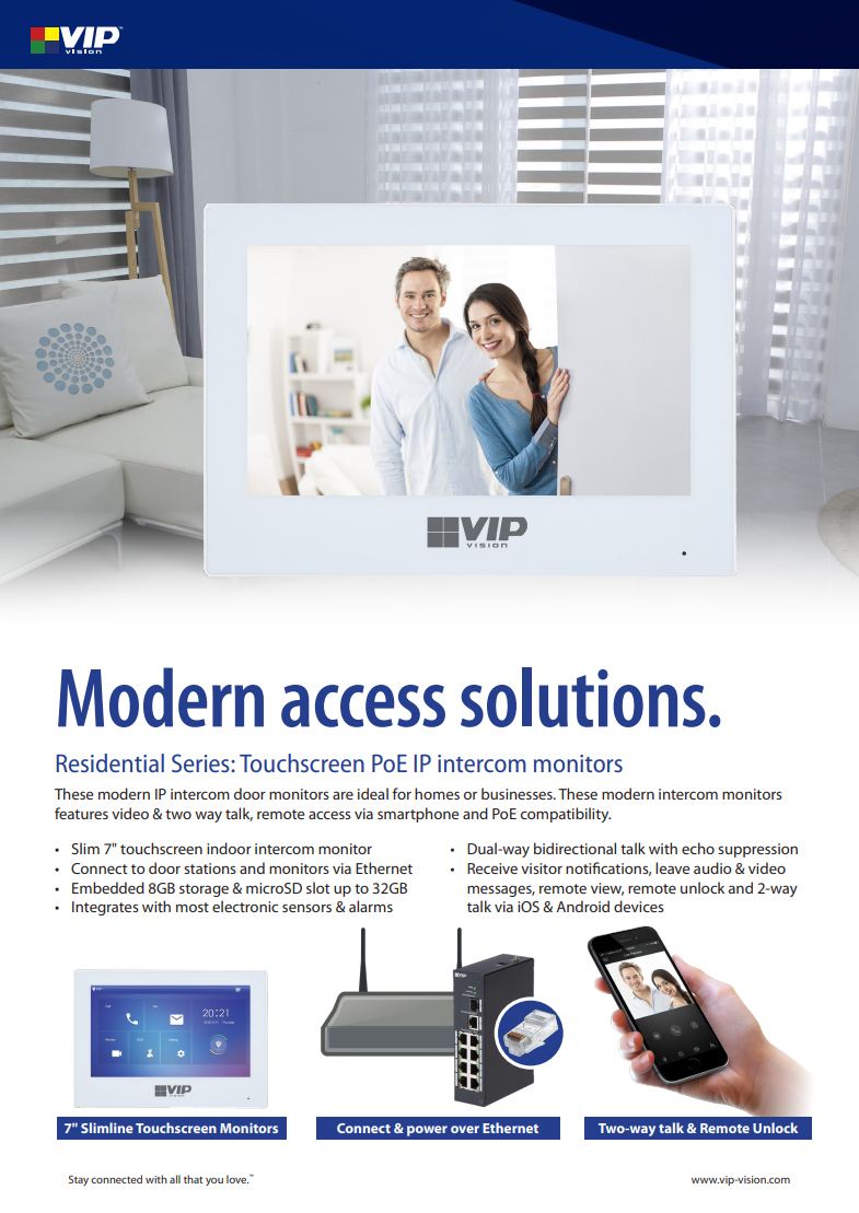 VIP Vision Complete Premium Video IP Intercom Kit Flush Mounted 3x Door ...