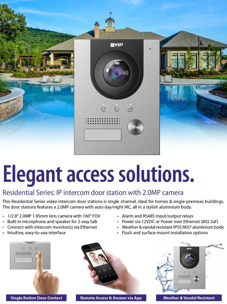 VIP Vision 2MP Residential IP Intercom Video Door Station (Eth/2W/IP ...