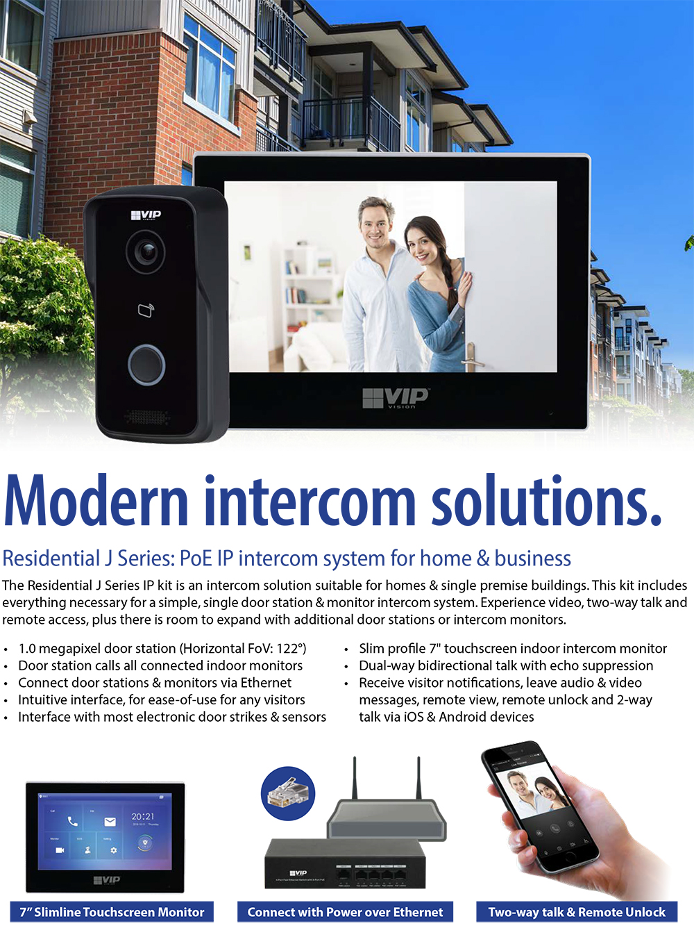 VIP Vision Complete Premium Video IP Intercom Kit Flush Mounted Door ...